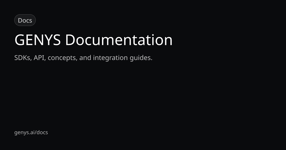 GENYS Docs — Overview